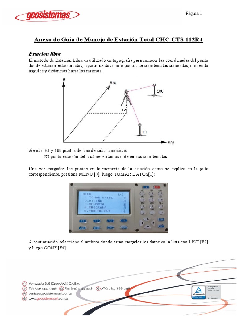 CHC Estacion Total CTS 112R4 - Estación Libre | PDF | Métodos y materiales de enseñanza