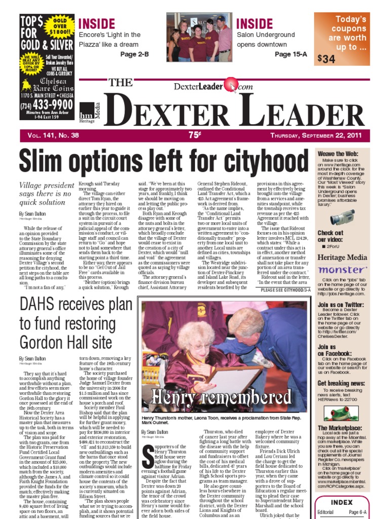 Dexter Leader Front Page | PDF