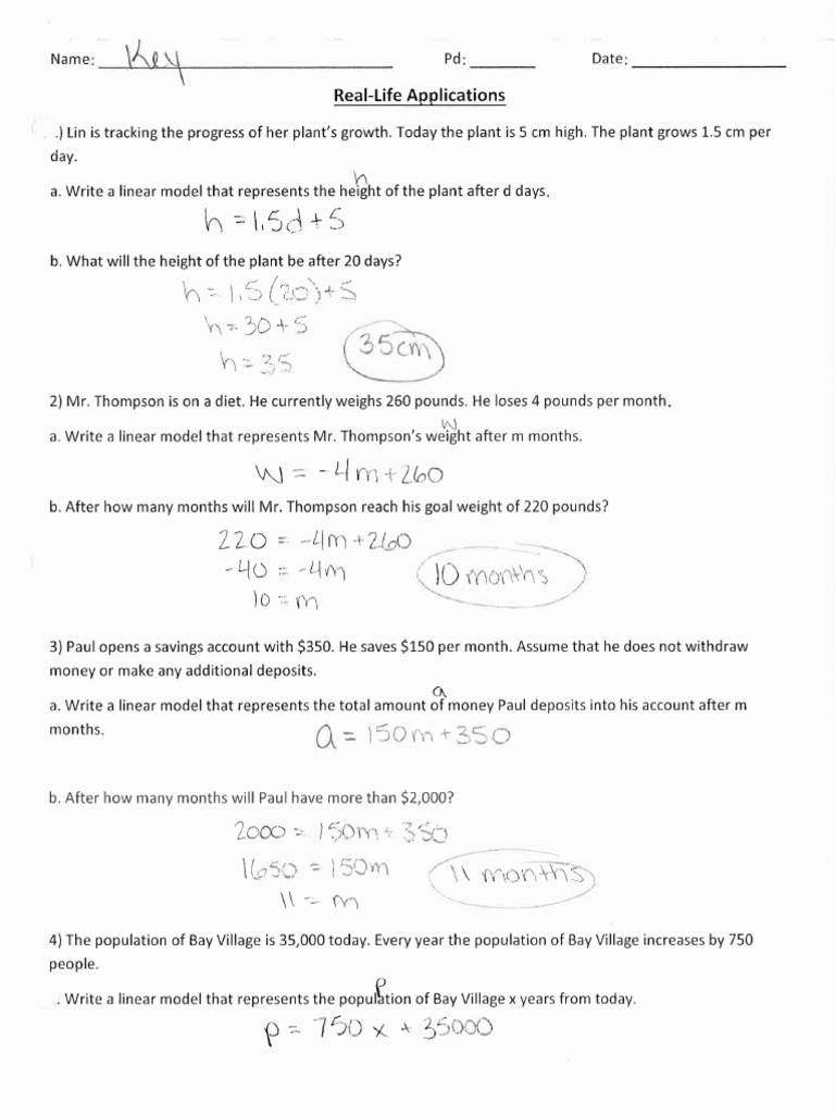 Day 11 Word Problem Practice Answer Key | PDF