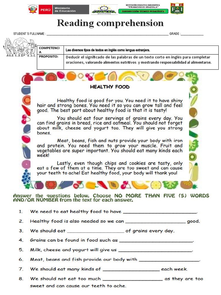 HEALTHY FOOD READING 17-21 Abril | PDF