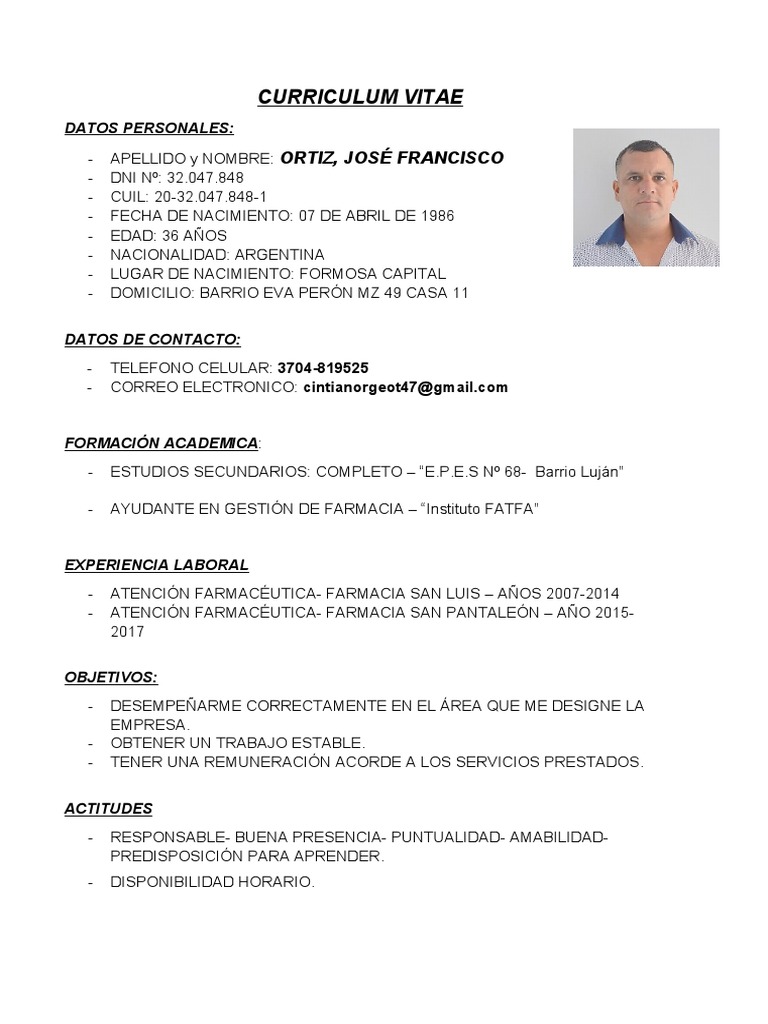 Curriculum Vitae: Ortiz, José Francisco | PDF