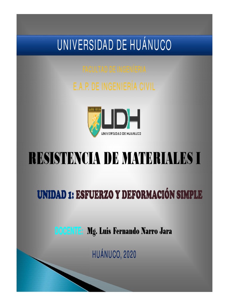 Unidad 1 - Esfuerzo Simple | PDF | Resistencia de materiales | Mecánica de sólidos