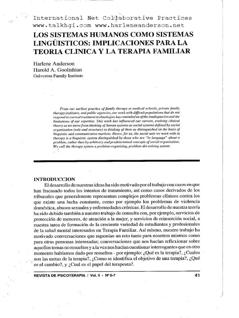 Los Sistemas Humanos Como Sistemas Lingüísticos: Implicaciones para La ...