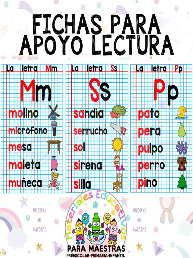 Fichas para Apoyo Lectura Recopilado Por Materiales Educativos para ...