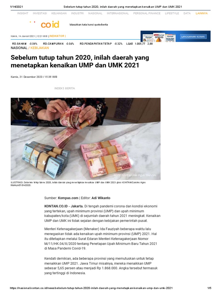 UMP 2021 34 Provinsi | PDF