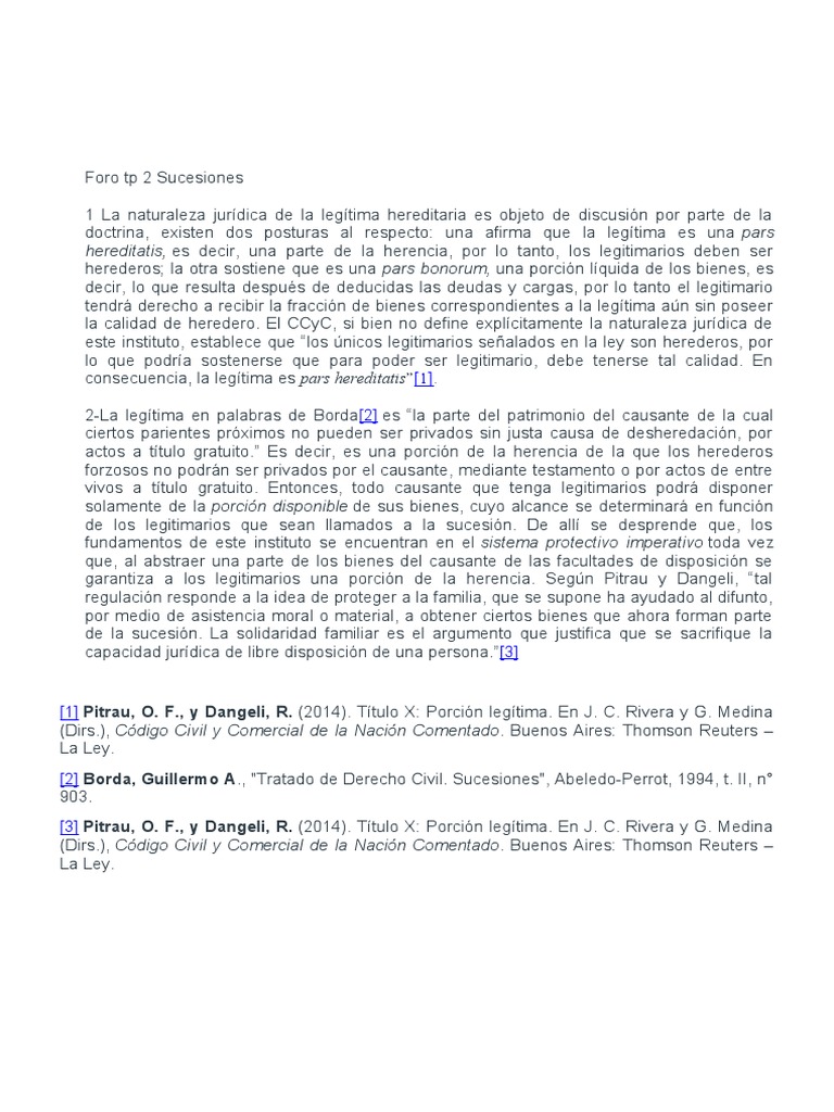 Foro TP 2 Sucesiones | PDF | Herencia | Principios éticos