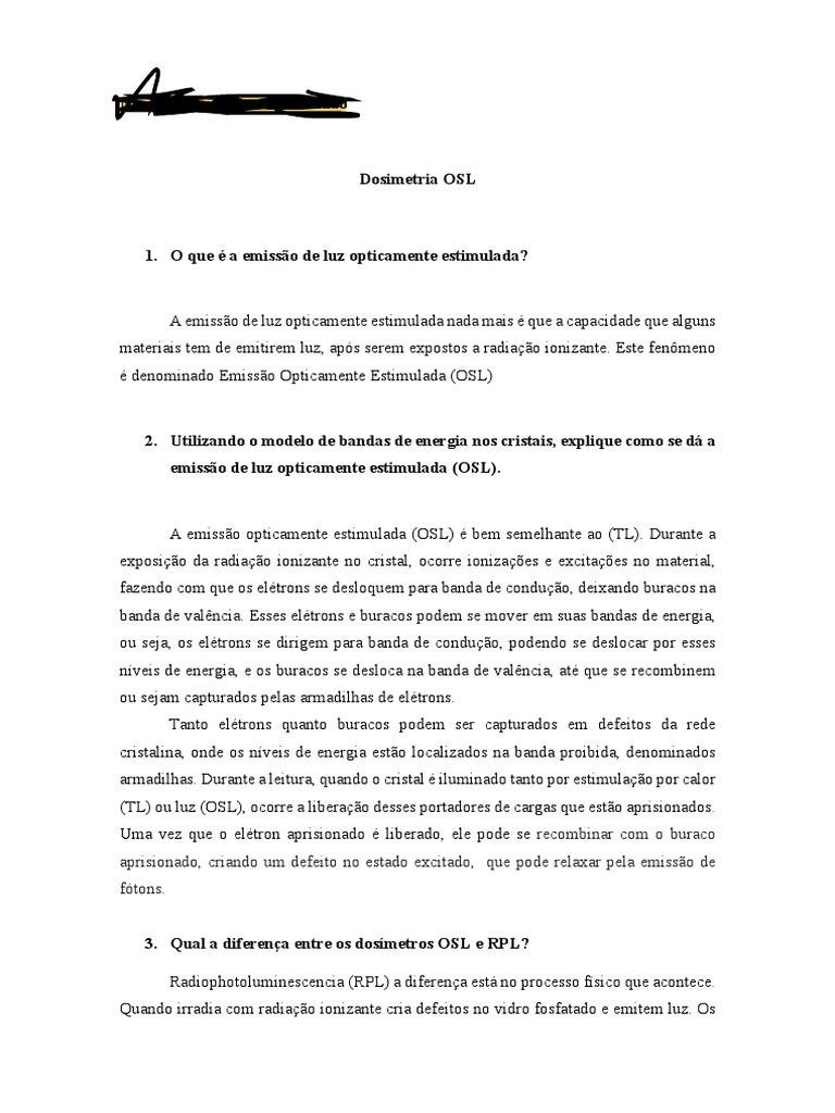 Lista OSL | PDF | Elétron | Luz