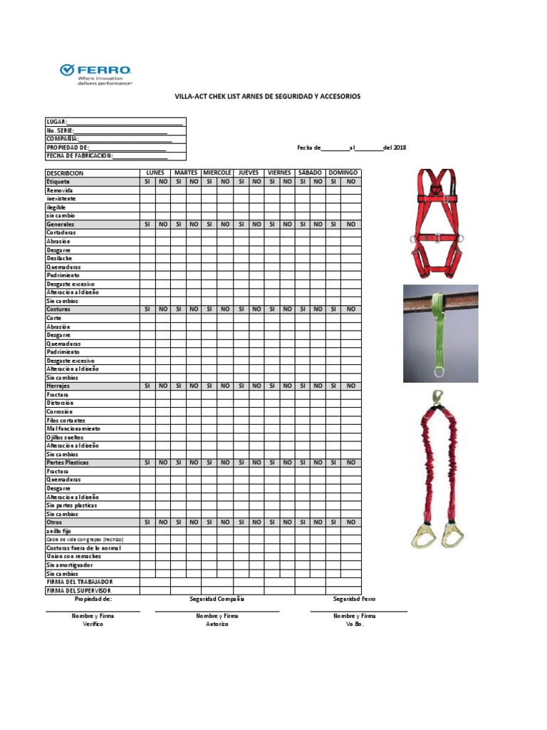 Check List Arnes de Seguridad | PDF