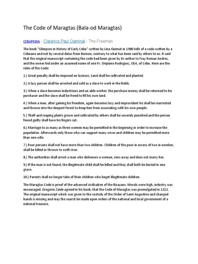 Maragtas Code | PDF