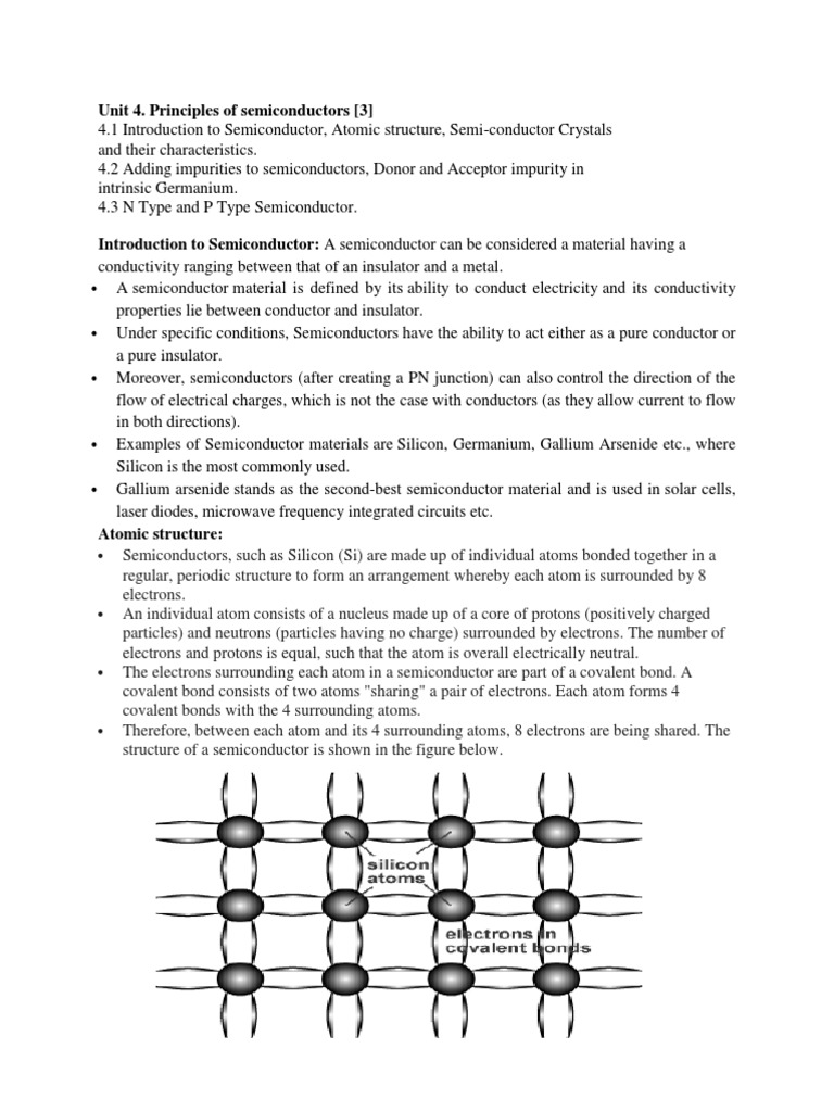 Unit 4. Principles of Semiconductors | PDF | Semiconductors | Doping (Semiconductor)