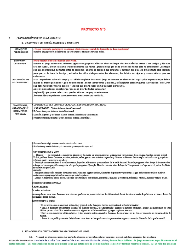 Proyecto de Aprendizaje N5 Conozco Mi Cuerpo y Aprendo A Cuidarlo | PDF
