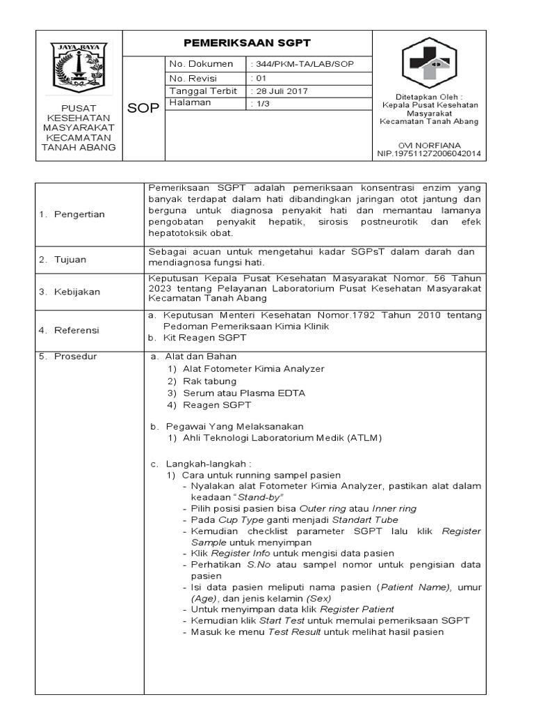 Pemeriksaan SGPT | PDF | Kesehatan Holistik | Sains & Matematika