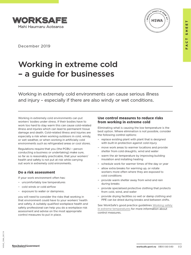 WKS 6 Temperature Working Extreme Cold Businesses | PDF