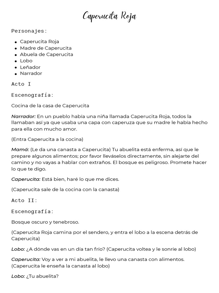 Personajes de Caperucita Roja | PDF | Caperucita Roja