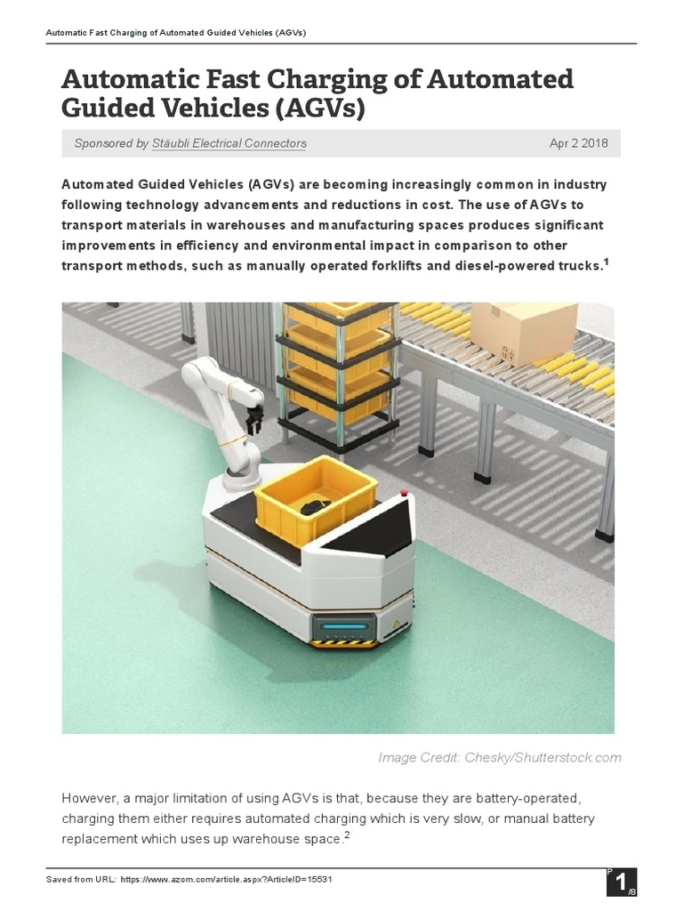 Automatic Fast Charging of Automated Guided Vehicles (AGVs) | PDF | Automation | Warehouse
