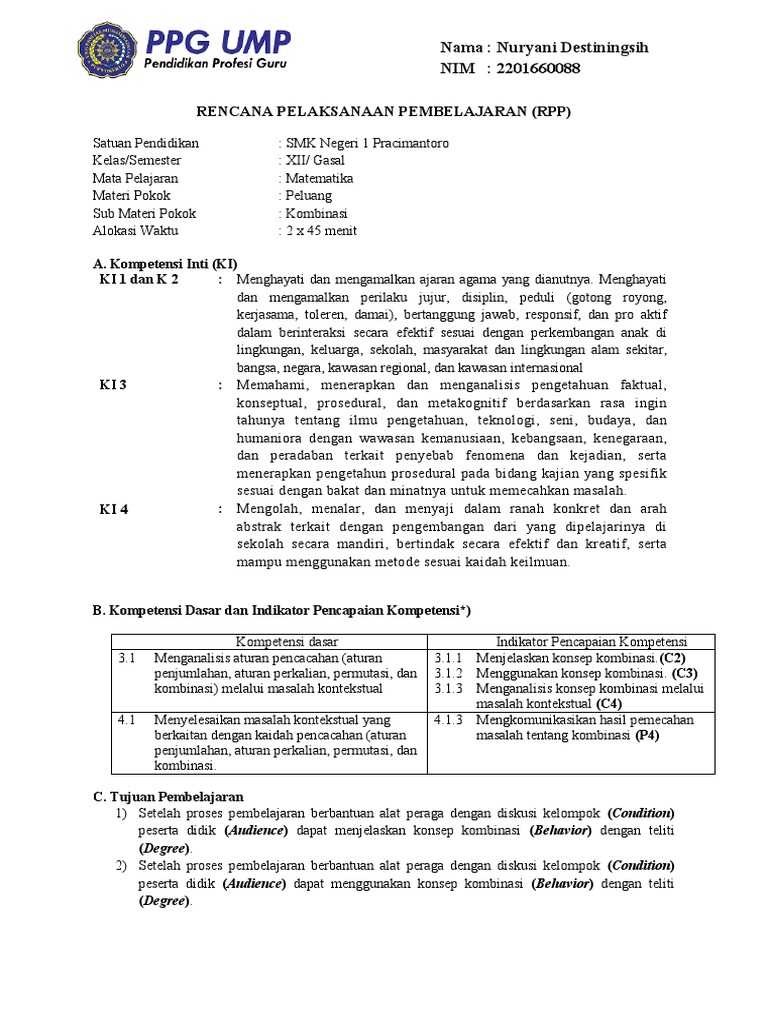 LK 2.3.1 RPP - Desti | PDF | Karier & Perkembangan | Sains & Matematika