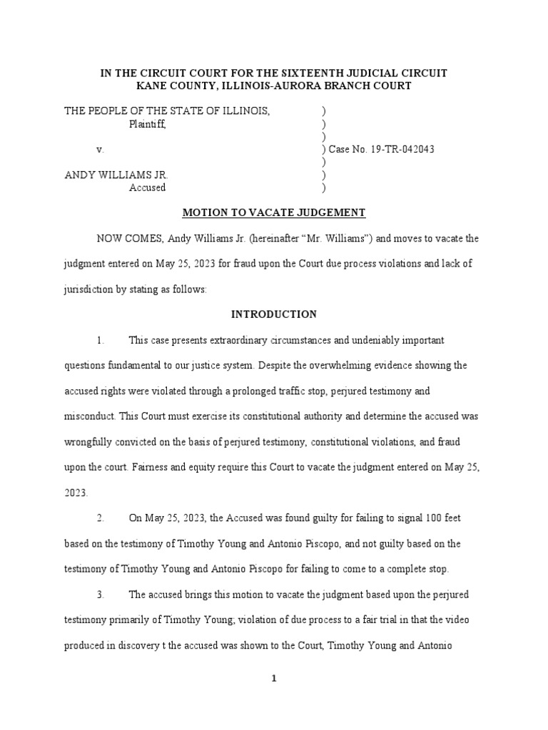 Motion To Vacate Judgment | PDF | Law