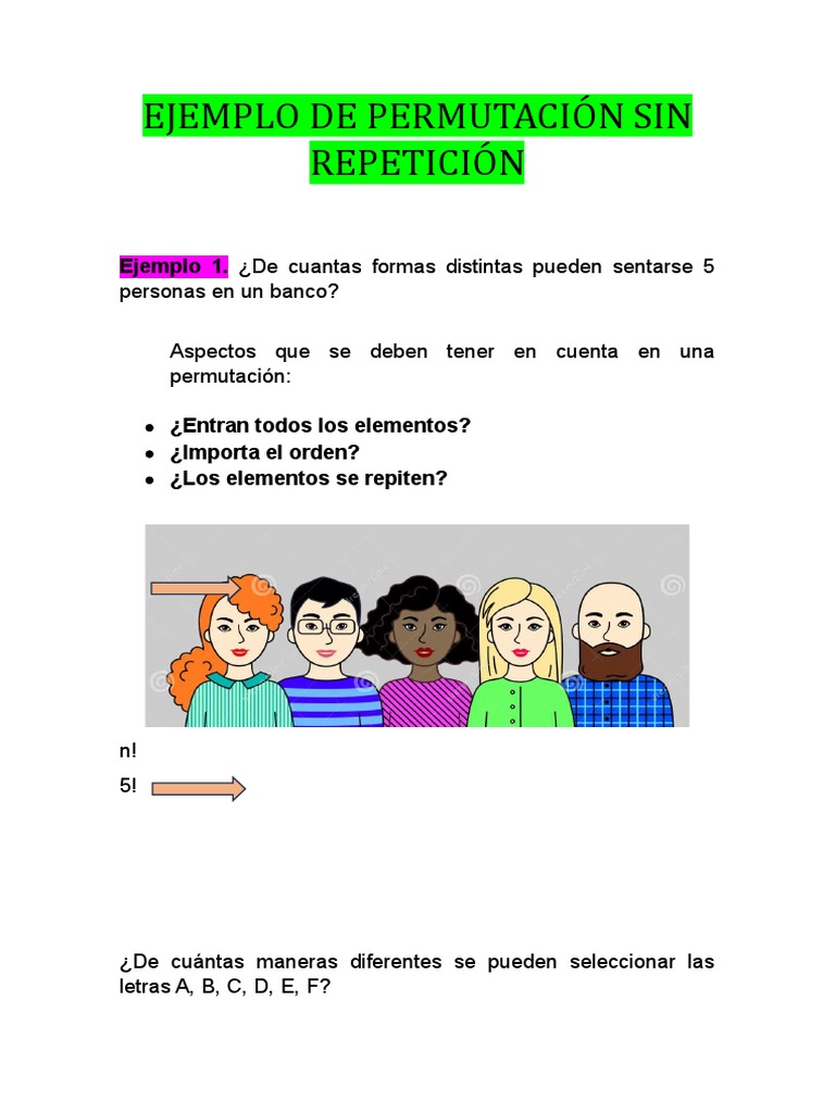 Ejemplo de Permutación Sin Repetición | PDF