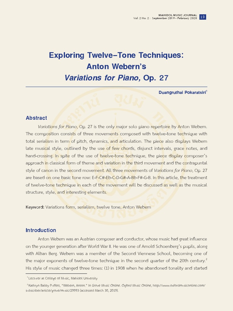 Anton Webern Analysis | PDF