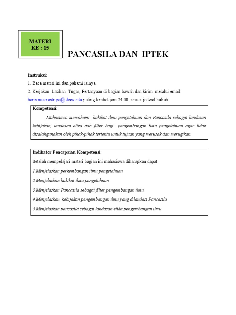 PANCASILA DAN IPTEK Fik | PDF