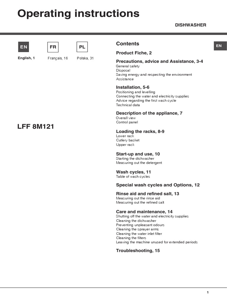 Hotpoint-Ariston LFF 8M121 C SB EU Dishwasher | PDF