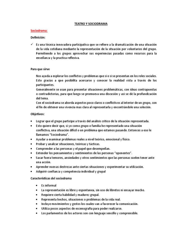 Introducción al Sociodrama y Teatro | PDF | Teatro