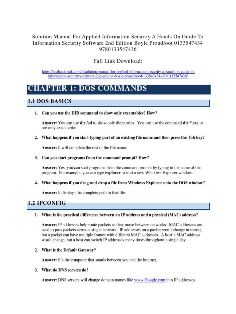 Chapter 1: Dos Commands | PDF