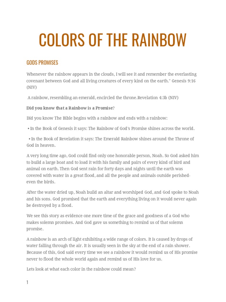God's Promise: The Meaning of Rainbows | PDF