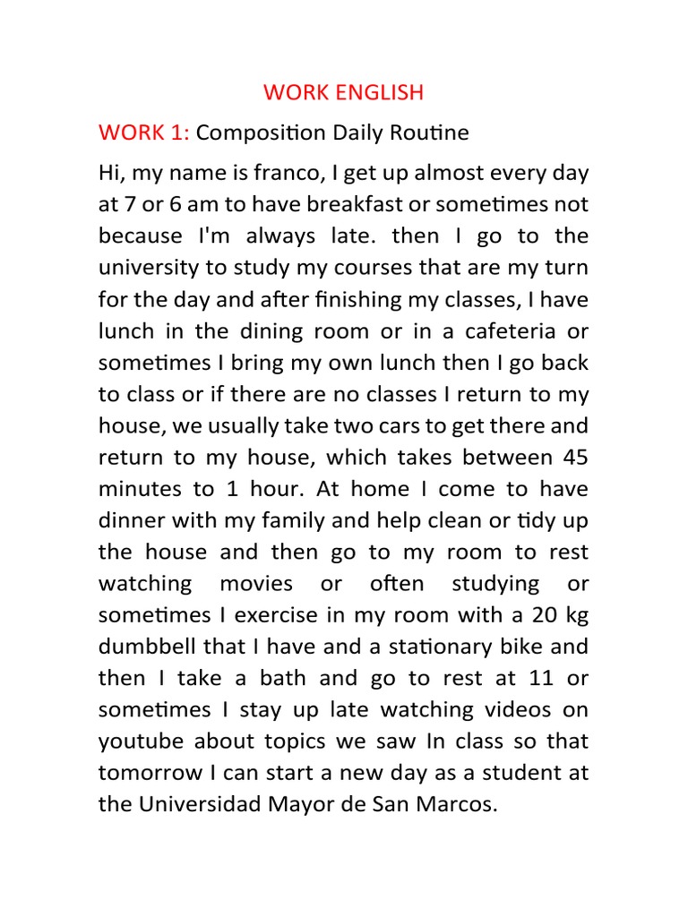 Work 1 English | PDF