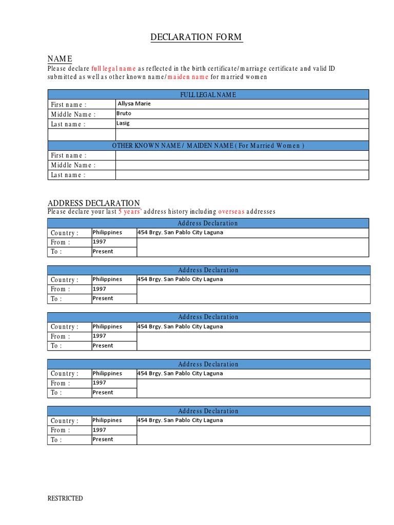 Declaration Form | PDF