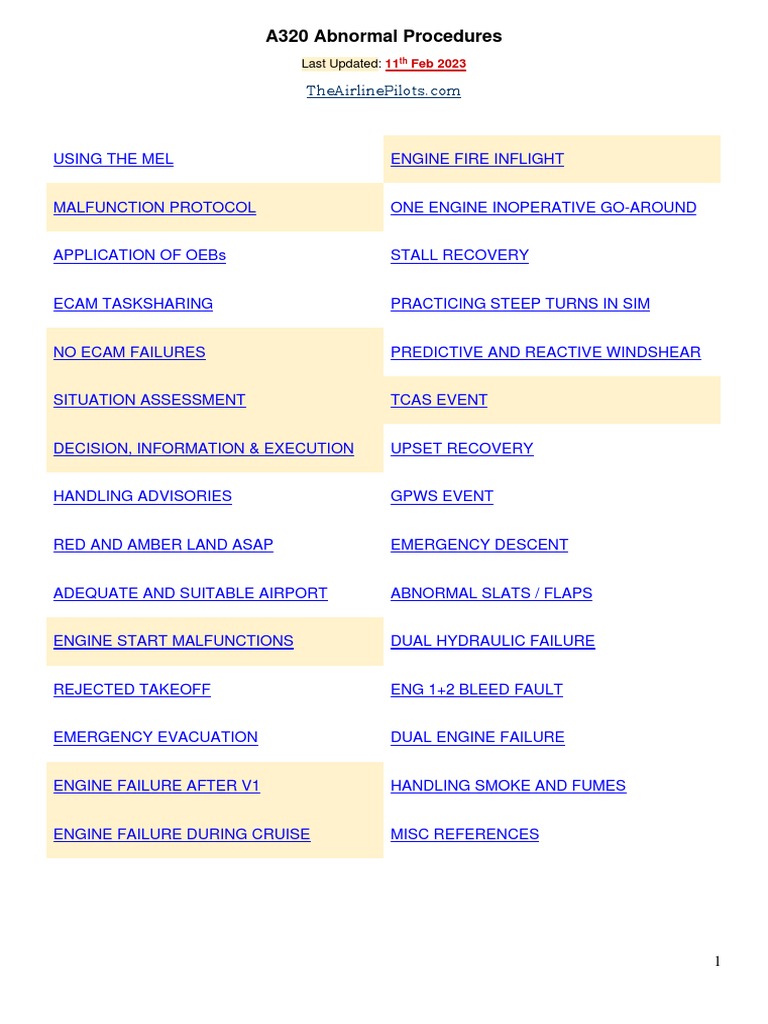 A320 Abnormal and Emergency Procedures | PDF | Takeoff | Airport