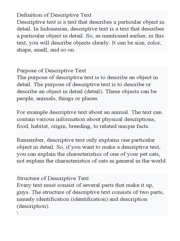 Definition of Descriptive Text | PDF