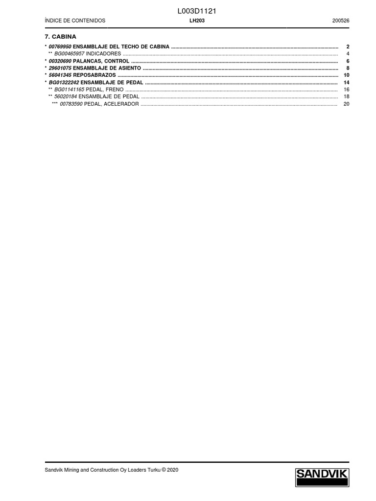 Scoop Sandvik LH-203 | PDF | Tornillo | Arandela (Hardware)