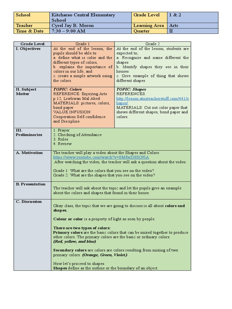 Lesson Plan | PDF | Color | Teachers