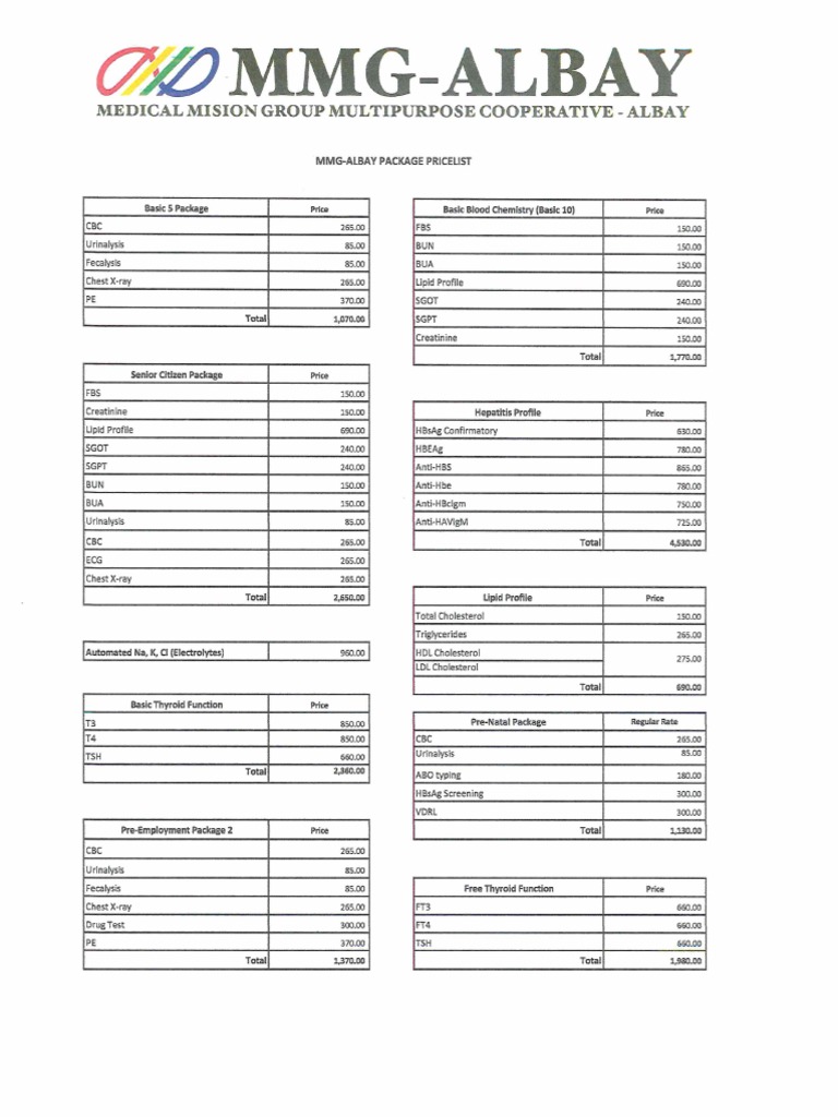 MMG Albay Package Pricelist | PDF