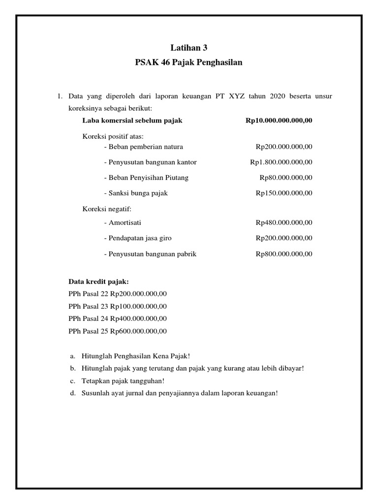 Latihan 3 Akuntansi Perpajakan | PDF