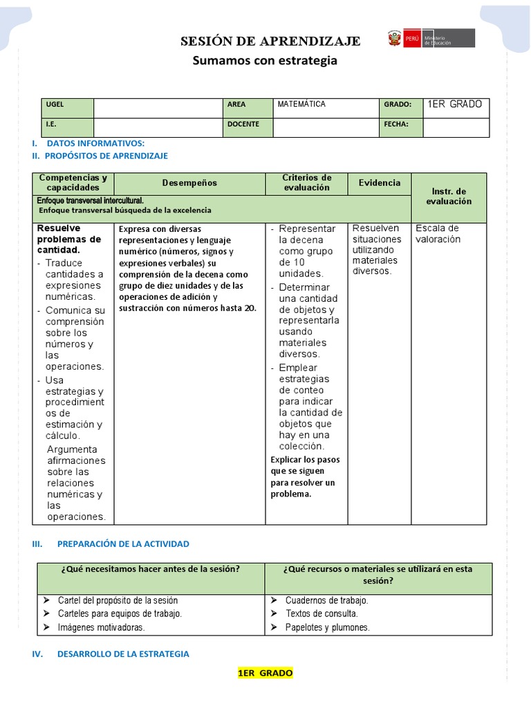 Estrategias de Suma para Primer Grado | PDF | Evaluación