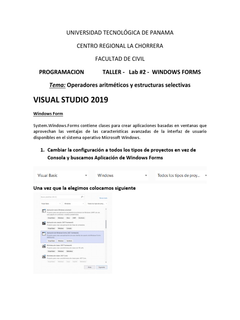 Lab #2 Visual Studio 2019 | PDF | Ventana (informática) | Microsoft Windows