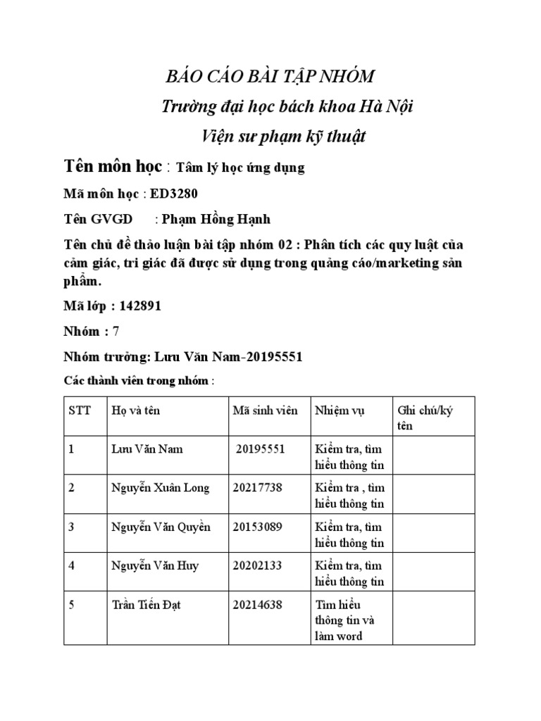 BTN2-142891-Nhóm7-Lưu Văn Nam | PDF
