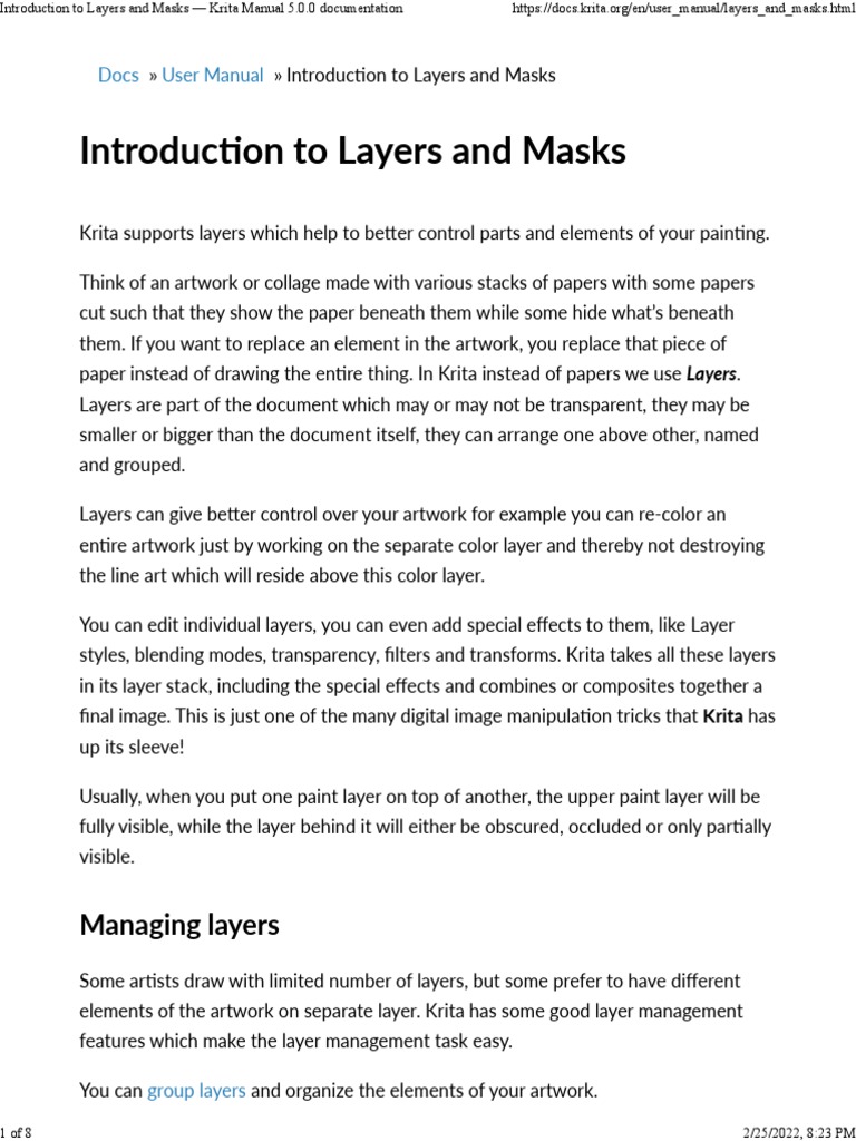 Introduction To Layers and Masks - Krita Manual 5.0.0 Documentation | PDF | Adobe Photoshop ...