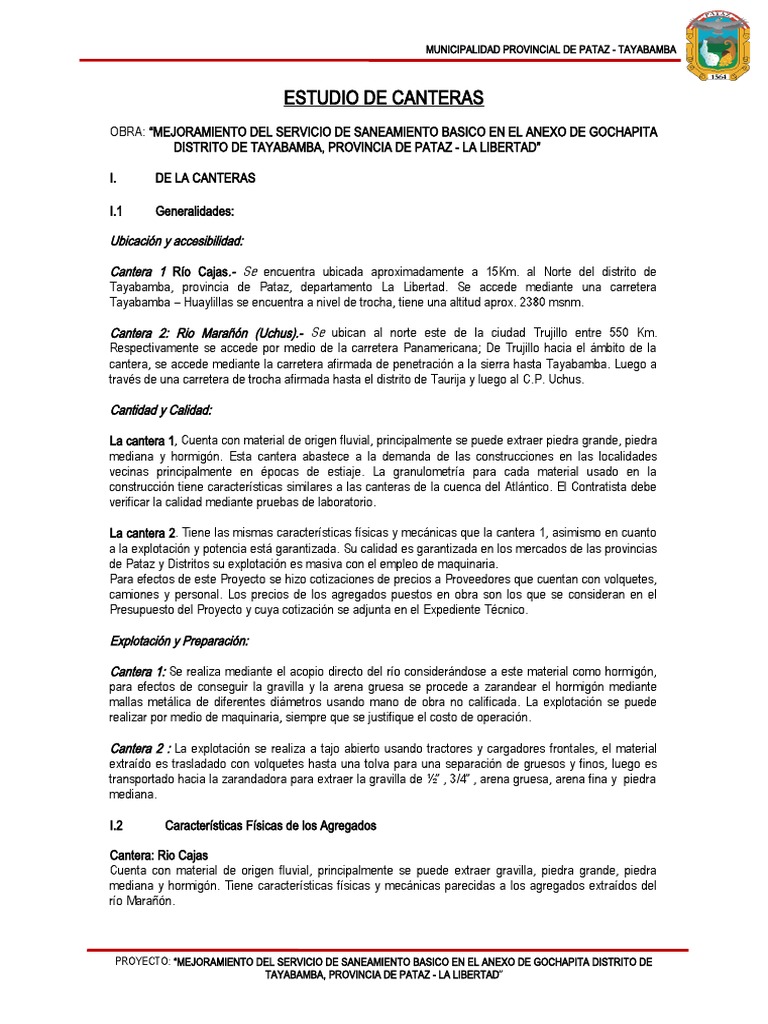 Estudio de Cantera | PDF | Cantera | Hormigón