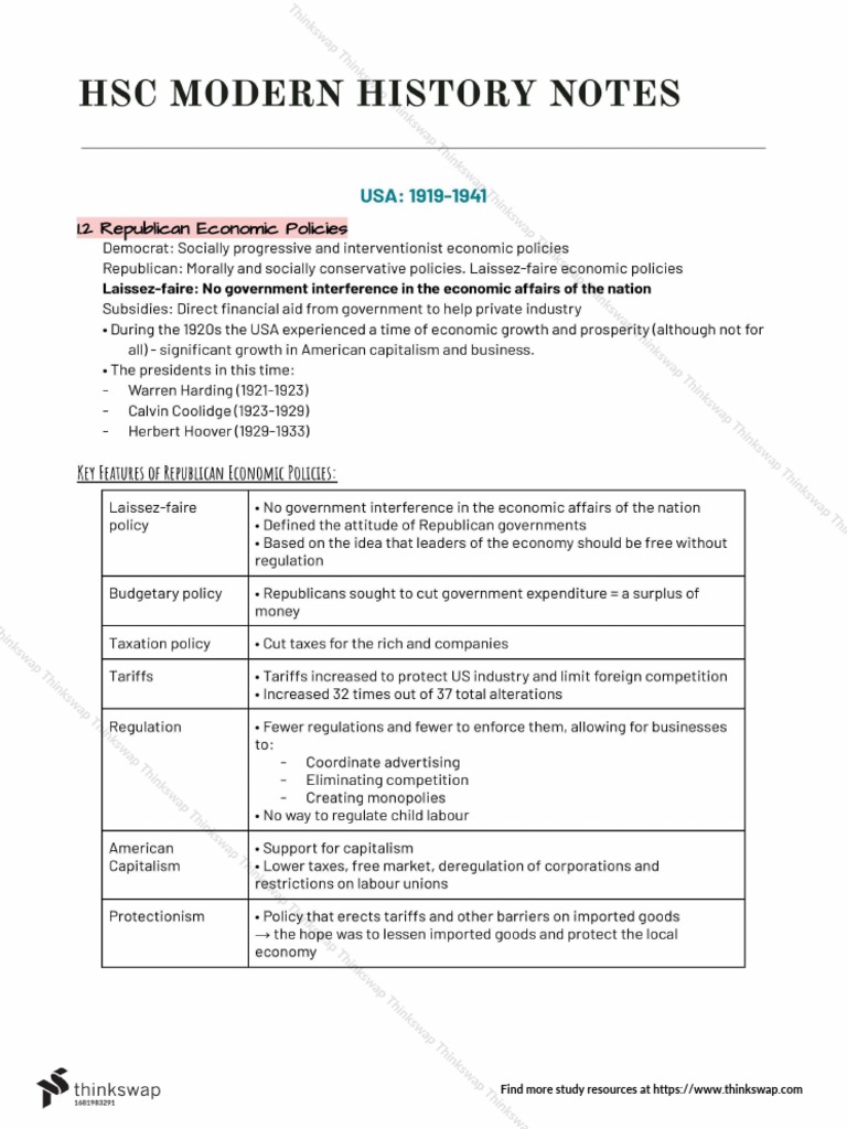 Modern History USA 1919-1941 Notes | PDF | United States Travel | Wall ...