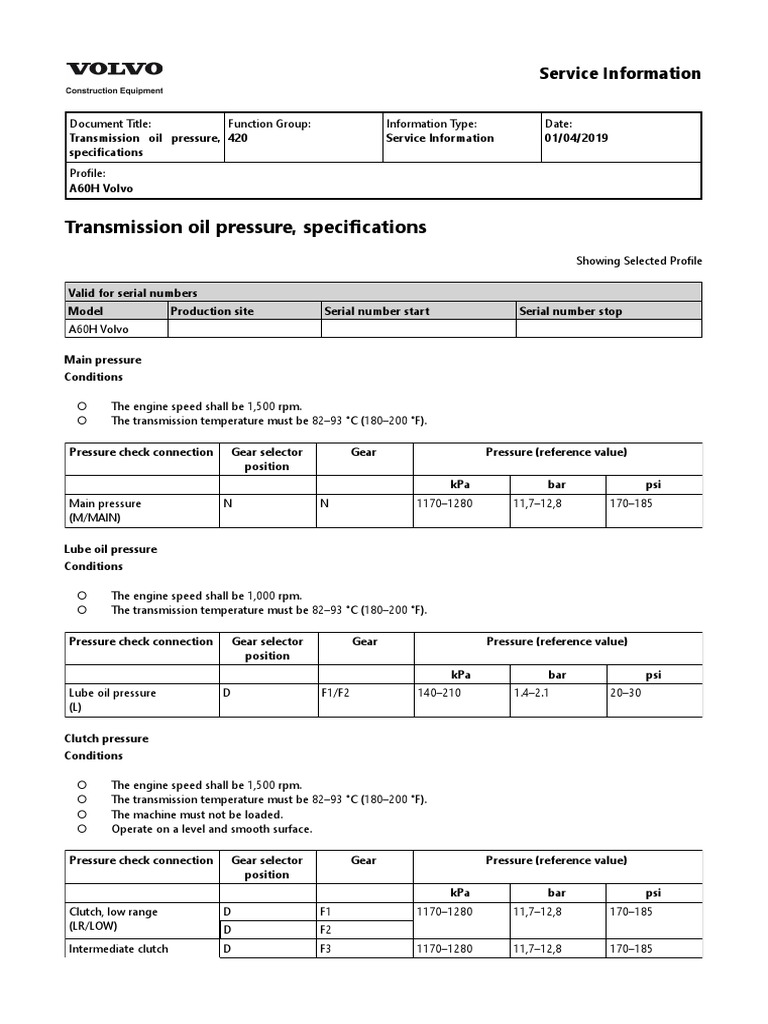 Allison 6630 Ors Pressure Check | PDF | Clutch | Automotive Industry