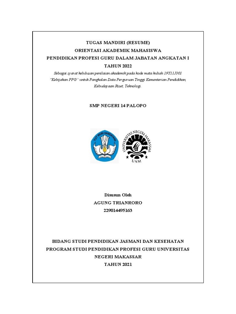 Tugas Mandiri (Resume) Orientasi Akademik PPG UNM | PDF