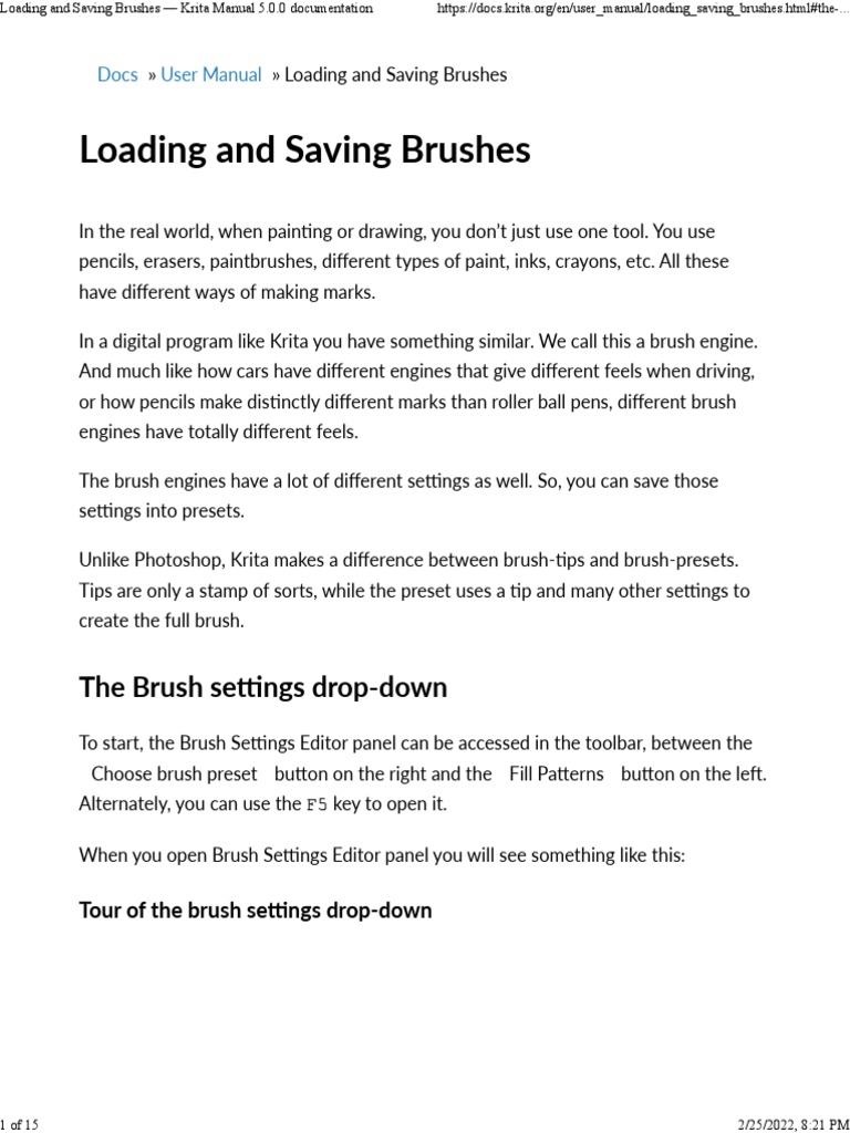Loading and Saving Brushes - Krita Manual 5.0.0 Documentation | PDF ...