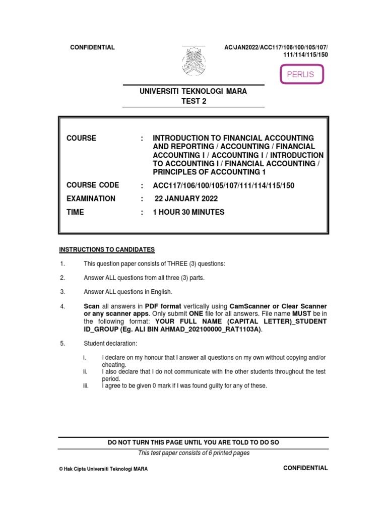 Acc117 Test 2 2022 & 2023 | PDF