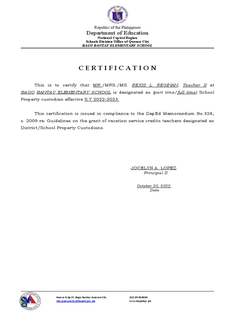 School Property Custodian Designation | PDF | Business | Private Law