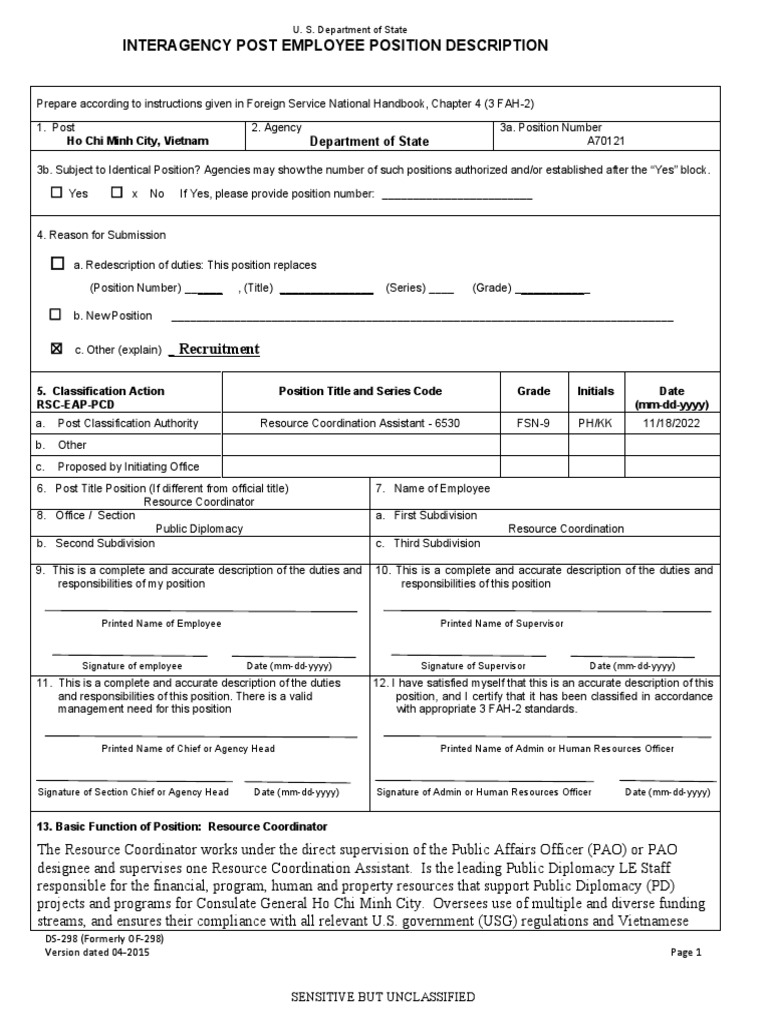 VA-18_PD_Resource-Coordinator-for-posting (1) | PDF | United States ...