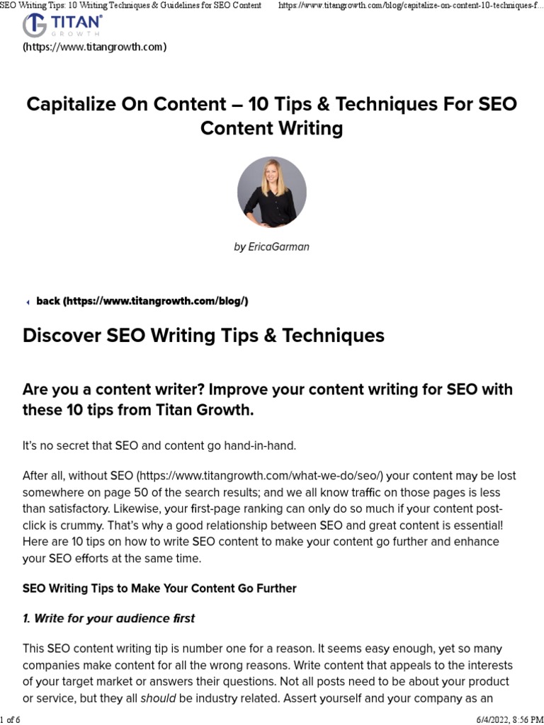 SEO Writing Tips 10 Writing Techniques & Guidelines For SEO Content ...