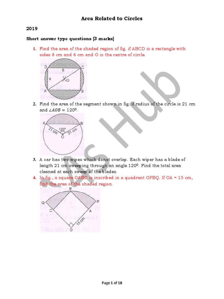 Area Related To Circles | PDF | Circle | Area